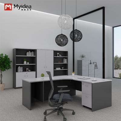 China Modern L-Shaped Executive Desk with Cabinet Storage 450lb Capacity E0 Grade Particle Board for sale