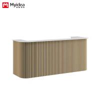 China Scratch Resistant Wooden Grille Rock Slab Front Desk - Customizable Lobby Reception with 3-Year Shelf Life for sale