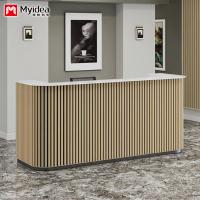 China Scratch Resistant Wooden Grille Rock Slab Front Desk - Customizable Lobby Reception with 3-Year Shelf Life for sale