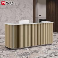 China Scratch Resistant Wooden Grille Rock Slab Front Desk - Customizable Lobby Reception with 3-Year Shelf Life for sale