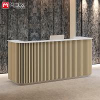 China Scratch Resistant Wooden Grille Rock Slab Front Desk - Customizable Lobby Reception with 3-Year Shelf Life for sale