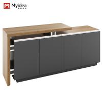 China Industrial Rectangular Tea Table with Cabinet Storage Doors - Wood Panel Design for Living Room & Office - 3 Year Component Warranty for sale
