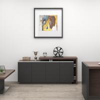China Industrial Rectangular Tea Table with Cabinet Storage Doors - Wood Panel Design for Living Room & Office - 3 Year Component Warranty for sale