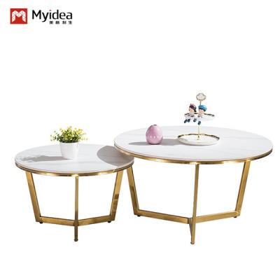 China Contemporary Minimalist Metal Coffee Table with Rock Plate Rack - 3-Year Parts Warranty, ISO9001 Certified for sale