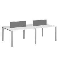 China White 4-Person Staff Desk with Bright Color Screen and Wire Box Custom Office Furniture for sale