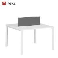 China White 4-Person Staff Desk with Bright Color Screen and Wire Box Custom Office Furniture for sale