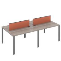 China White 4-Person Staff Desk with Bright Color Screen and Wire Box Custom Office Furniture for sale
