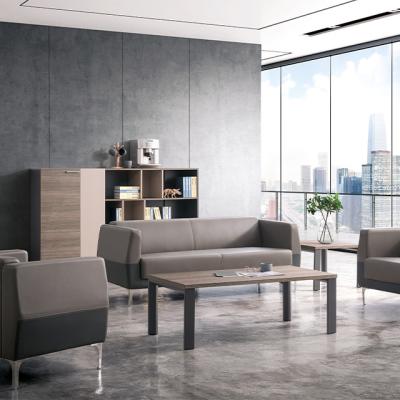 China Modern Office Leather Sofa Set MG326 with Stainless Steel Legs and 3-Year Component Shelf Life for Business Reception Areas for sale