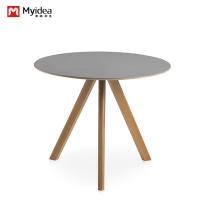 China Commercial Round Reception Desk and Chair Set Antique Steel Wood Conference Table 120cm for sale