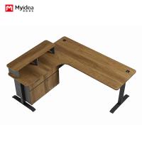 China L-Shaped Electric Height Adjustable Desk 450lb Capacity with Movable Storage Cabinet and Cable Management for sale