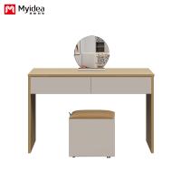China Customizable Mirror Drawer Desk and Chair Set 1000N Load Capacity White Bedroom Dressing Table for sale