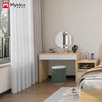China Customizable Mirror Drawer Desk and Chair Set 1000N Load Capacity White Bedroom Dressing Table for sale