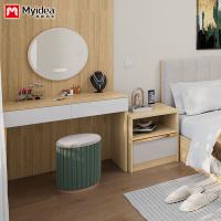 China Customizable Mirror Drawer Desk and Chair Set 1000N Load Capacity White Bedroom Dressing Table for sale
