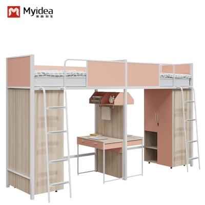 China Steel Wood Combination Bunk Bed with Built-in Desk and Storage - 3-Year Shelf Life for University Dormitories for sale