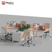China Four Person Office Desk and Chair Set with Screen 450lb Capacity E0 Grade Particle Board for sale