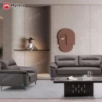 China Modern Office Leather Three-Seater Sofa and Coffee Table Set for Business Reception Area for sale