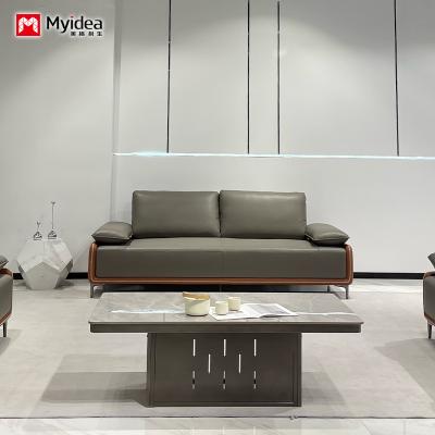 China Modern Leather Office Sofa Set with Coffee Table for Boss Room VIP Reception Area for sale
