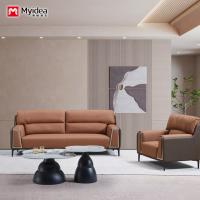China Modern Leather Office Sofa Set Solid Wood Frame Luxury Living Room Furniture 3-Seater for sale
