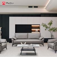 China Modern Office Leather Sofa Cat Scratch Resistant Small Living Room 2 3 Seater Orange Nordic Style for sale