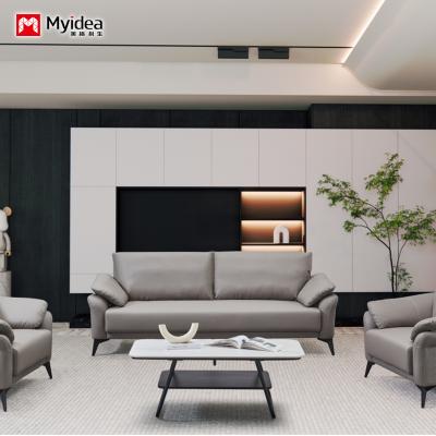 China Modern Office Leather Sofa Cat Scratch Resistant Small Living Room 2 3 Seater Orange Nordic Style for sale