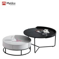 China Minimalist Iron Art Nordic Tea Table Set for Living Room Small House 2 Size Combination for sale