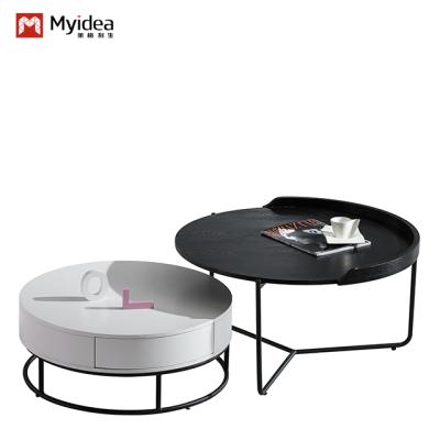 China Minimalist Iron Art Nordic Tea Table Set for Living Room Small House 2 Size Combination for sale