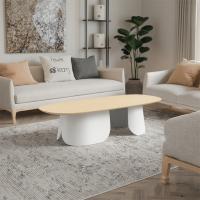 China Modern Light Colored Coffee Table Unique Shape Living Room Furniture 120cm for sale