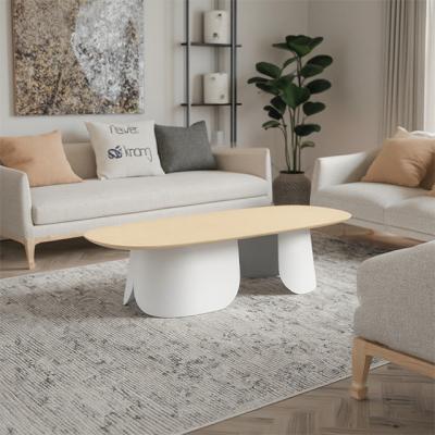China Modern Light Colored Coffee Table Unique Shape Living Room Furniture 120cm for sale