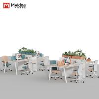 China Two Person Staff Desk with Storage Cabinet 3600x1200mm E0 Grade Particle Board Office Workstation for sale