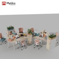 China Myidea L-Shaped Office Desk with Storage Cabinet 3600x1200x1005mm E0 Particle Board 450lb Capacity for sale