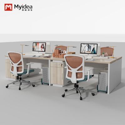 China Modern 4-Person Office Desk and Chair Combo 3600x1200mm E0 Particle Board for sale