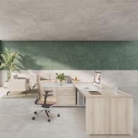 China Modern L-Shaped Executive Desk 1800x1600mm E0 Particle Board Office Furniture for sale