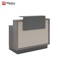 China Modern Three Story Reception Desk Bright Black Marble Top Office Furniture Custom Size for sale
