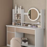China Compact Apartment Dressing Table with Stool 550x530x840mm Makeup Storage Desk for sale