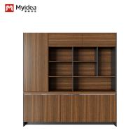 China Wooden Grid File Cabinet Floor Display Storage Cabinet Office Bookshelf 3 Shelf 120cm for sale