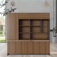 China Wooden Grid File Cabinet Floor Display Storage Cabinet Office Bookshelf 3 Shelf 120cm for sale