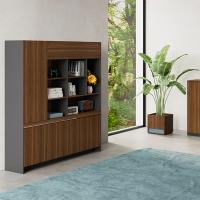 China Wooden Grid File Cabinet Floor Display Storage Cabinet Office Bookshelf 3 Shelf 120cm for sale