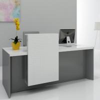 China White Glossy Front Desk Reception Counter for Hotel Lobby Commercial Use 120cm for sale