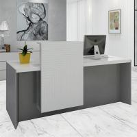 China White Glossy Front Desk Reception Counter for Hotel Lobby Commercial Use 120cm for sale