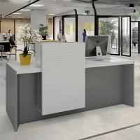 China White Glossy Front Desk Reception Counter for Hotel Lobby Commercial Use 120cm for sale