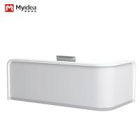 China Texture Artificial Stone Countertop Front Desk Hotel Reception Desk Curved Modern 120cm for sale