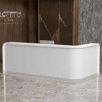 China Texture Artificial Stone Countertop Front Desk Hotel Reception Desk Curved Modern 120cm for sale