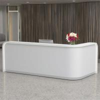 China Texture Artificial Stone Countertop Front Desk Hotel Reception Desk Curved Modern 120cm for sale