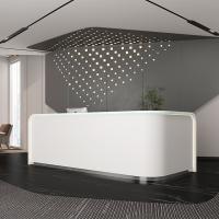 China Texture Artificial Stone Countertop Front Desk Hotel Reception Desk Curved Modern 120cm for sale