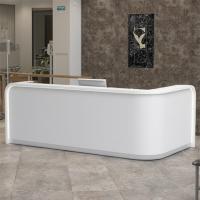 China Texture Artificial Stone Countertop Front Desk Hotel Reception Desk Curved Modern 120cm for sale
