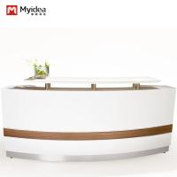 China Modern Marble Top Reception Desk 160cm Curved Front Desk for Hotel Lobby Office for sale