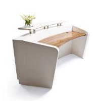 China Modern Marble Top Reception Desk 160cm Curved Front Desk for Hotel Lobby Office for sale