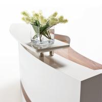 China Modern Marble Top Reception Desk 160cm Curved Front Desk for Hotel Lobby Office for sale