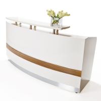 China Modern Marble Top Reception Desk 160cm Curved Front Desk for Hotel Lobby Office for sale