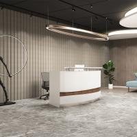 China Modern Marble Top Reception Desk 160cm Curved Front Desk for Hotel Lobby Office for sale